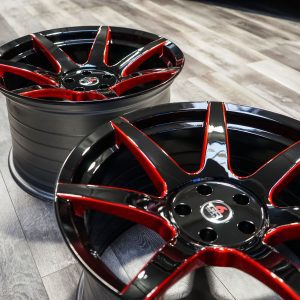 SPUN FORGED - PROJECT 6GR 7-SEVEN GLOSS BLACK / RED WINDOWS 19" GT350 ...