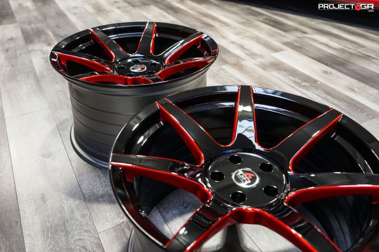 SPUN FORGED - PROJECT 6GR 7-SEVEN GLOSS BLACK / RED WINDOWS 19" GT350 ...