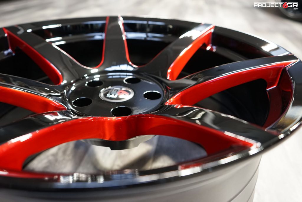 SPUN FORGED - PROJECT 6GR 7-SEVEN GLOSS BLACK / RED WINDOWS 19" GT350 ...